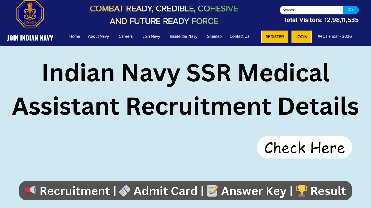 Indian Navy SSR Medical Assistant Recruitment 2026: Apply Online For 02 ...