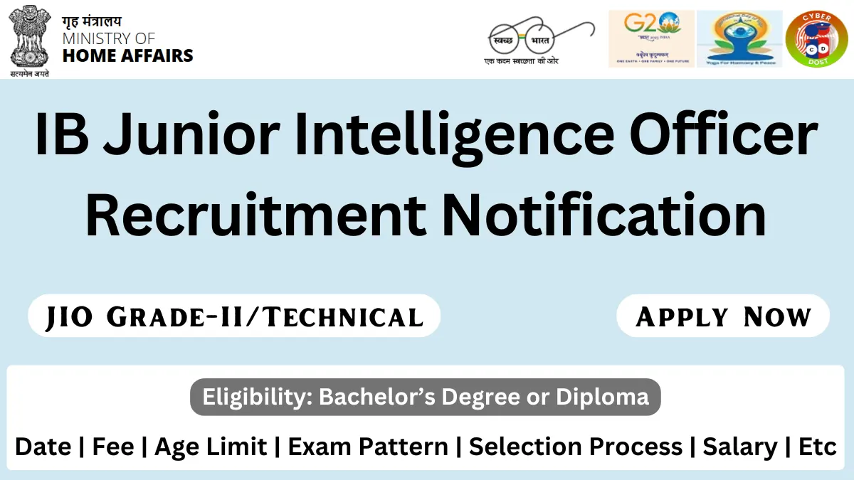 IB Junior Intelligence Officer Recruitment 2025: Apply Online For 394 ...