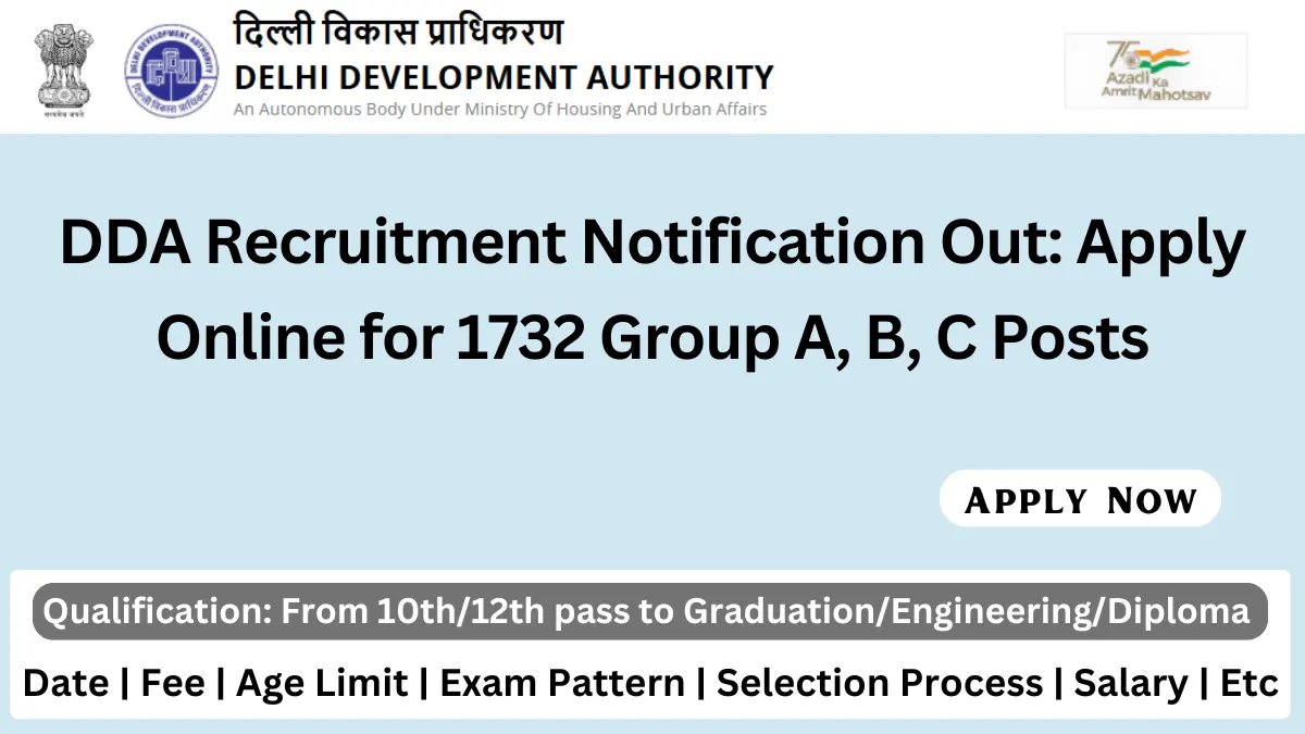 DDA Recruitment 2025: Apply Online For 1732 Group A, B, C Posts ...
