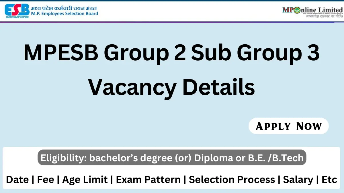 MPESB Group 2 Sub Group 3 Recruitment 2025 : New Update - Rojgar Warrior