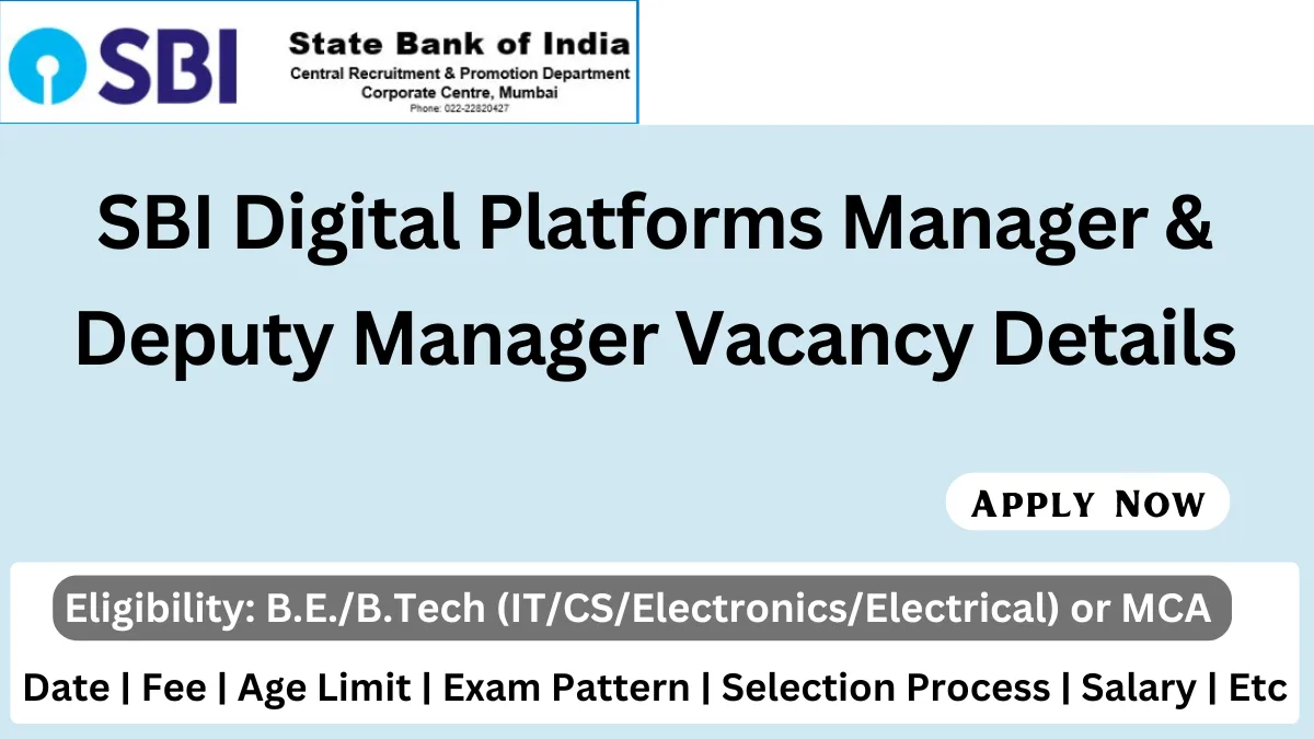SBI Digital Platforms Manager And Deputy Manager Recruitment 2025 ...