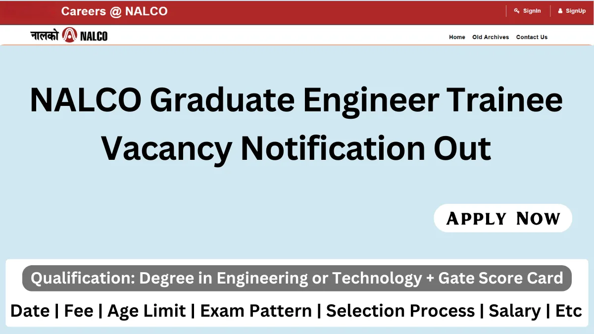 NALCO Graduate Engineer Trainee Recruitment 2026: 110 Vacancies ...