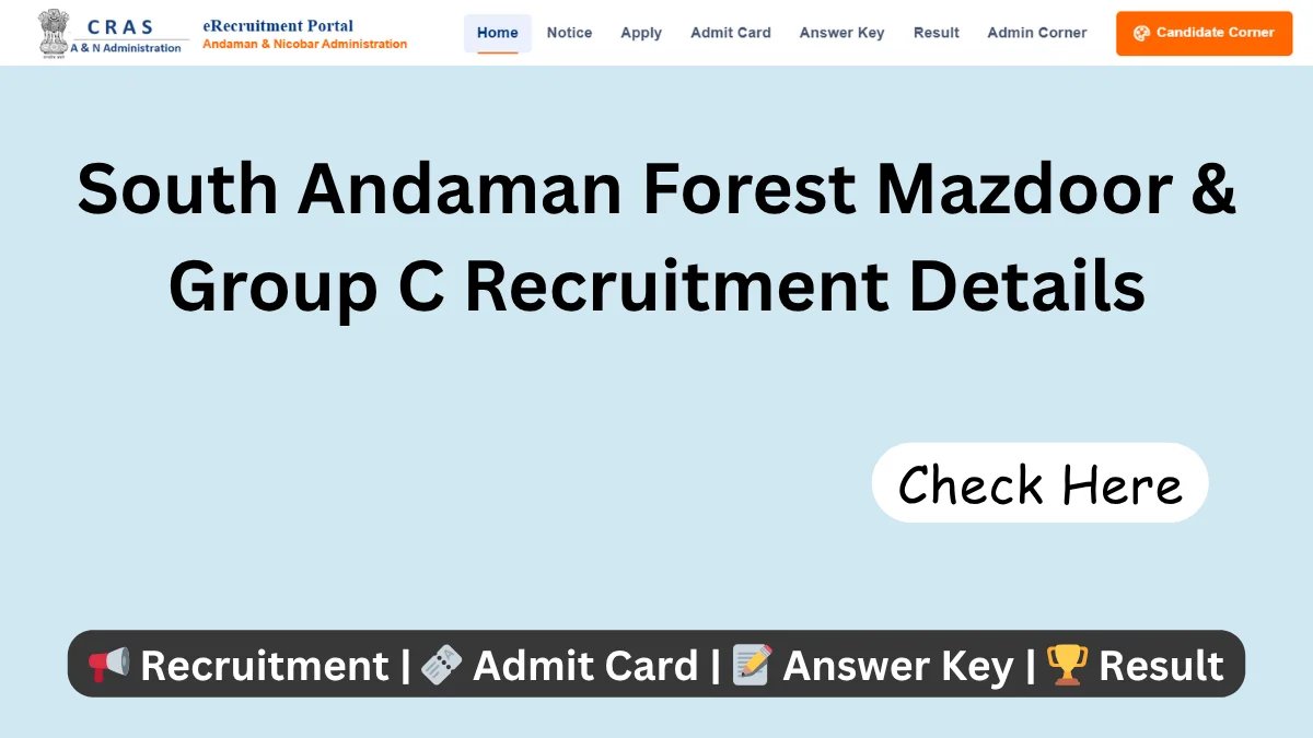 South Andaman Forest Mazdoor And Group C Recruitment 2026: Apply Online ...